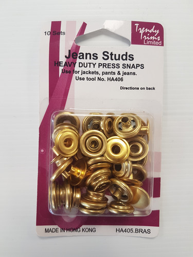 Jean Studs Heavy Duty Press Studs Brass | FAB FABRICS