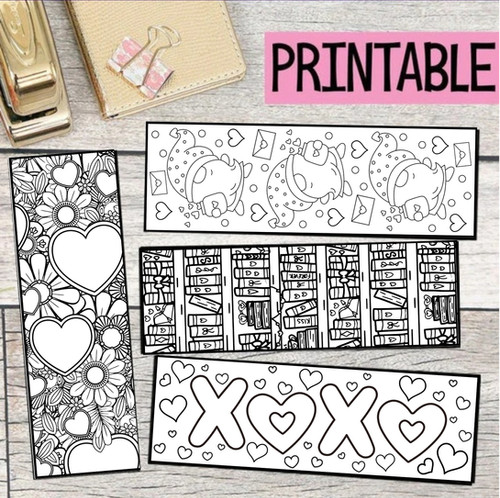 Valentine Coloring Bookmarks | Digital Download | Magnet Mingle