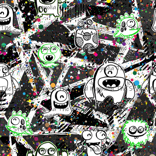 REMNANT: 59IN SWIM - MONOCHROME SPLATTER MONSTERS) (PRINT) | The Styled ...