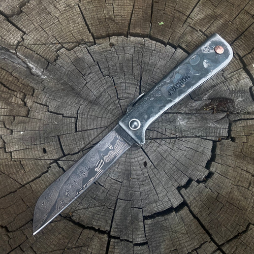 Damascus Friction Folding Knife | joetheblacksmith