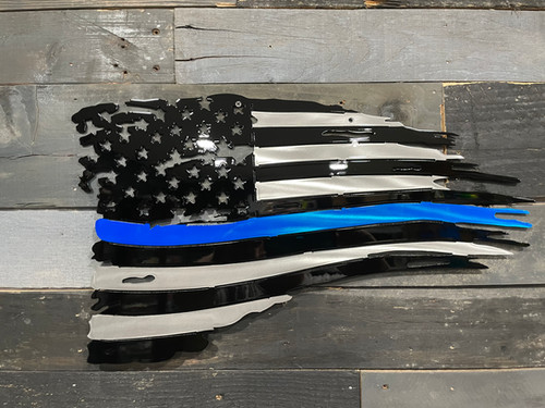 Tattered Blue line Flag | Wicked Wall Art