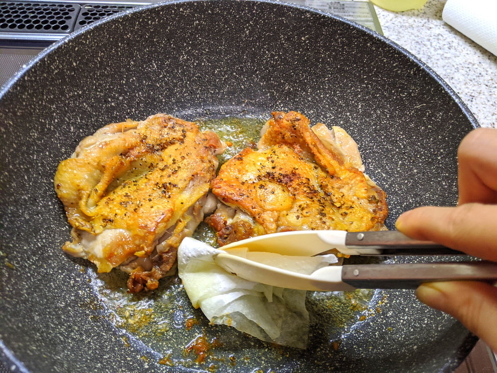 Chicken saute with mustard onion sauce