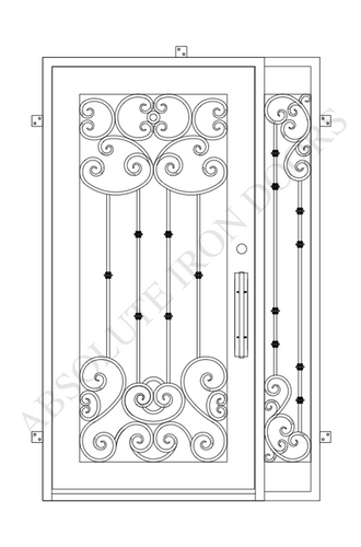 60” x 96" Traditional Style Single Square-Framed Iron Door | Absolute ...