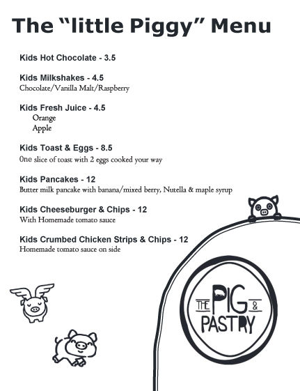 MENU The Pig and Pastry, Petersham - Sydney NSW Australia
