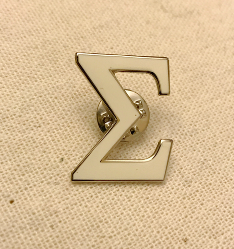 White Sigma Letter Lapel Pin | ilovegreekstuff