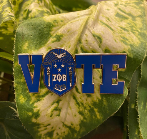 Zeta Royal/White Shield Vote Lapel Pin | ilovegreekstuff