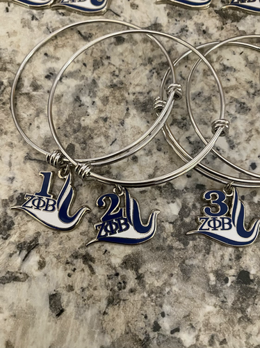 Zeta Line Number Stainless Bangles | ilovegreekstuff