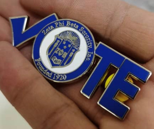 Zeta Check Shield Vote Lapel Pin | ilovegreekstuff