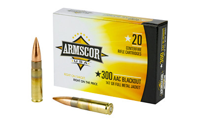 Armscor 300 AAC Blackout 147gr FMJ 20rds Ammo FAC300AAC-1N | Allsport Performance / Maine Gun Dealer