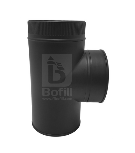 Black Twin Wall 90deg Tee c/w Cap | Hamco Heating Limited