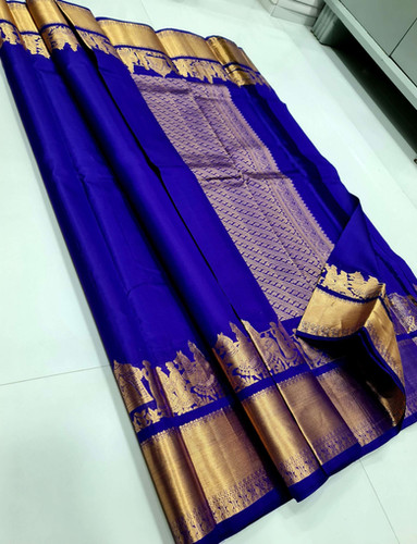 Ms blue colour kanchipuram pure silk saree | Kanchipuram Silks