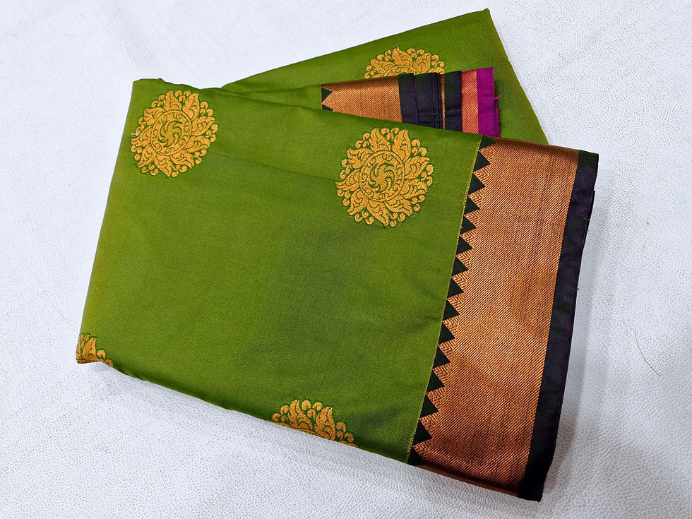 Pink colour with leaf green colour Kanchipuram pattu saree ...