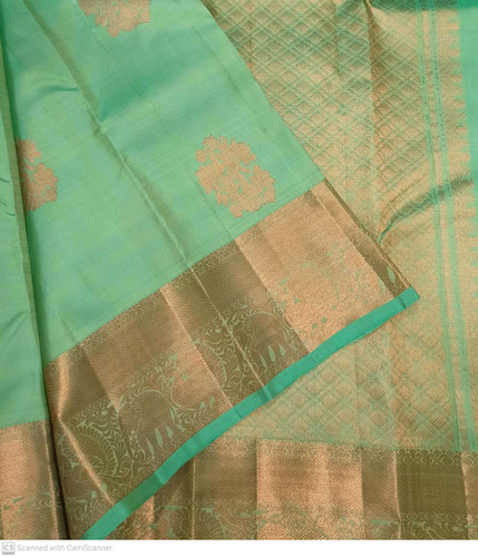 Plum green colour kanchipuram pure silk saree with Jari putta design ...