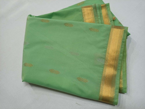 Rexona green colour with Jari border and putta design | Nithiya Silks