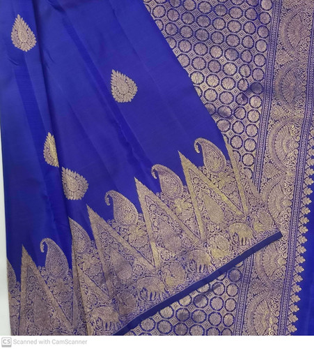 MS Blue colour kanchipuram pure silk saree | Nithiya Silks