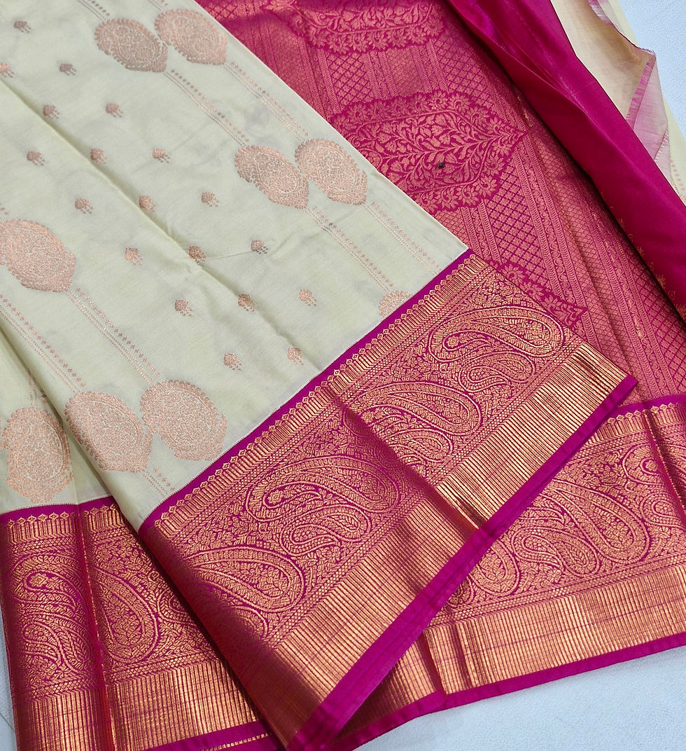 Pink colour with cream colour Kanchipuram pattu saree | Kanchipuram Silks