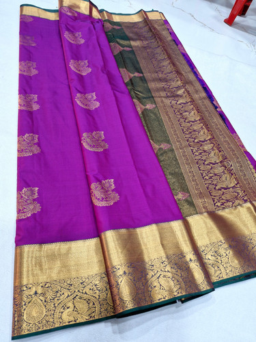 Green colour with vadavalli colour Kanchipuram pattu sarees ...