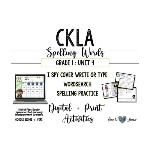 CKLA GR. 1 SKILLS UNIT 4 SPELLING WORDS ACTIVITIES PACK | DIGITAL ...