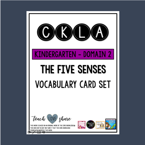 CKLA KG DOMAIN 2 THE FIVE SENSES VOCABULARY CARDS | teachloveshare