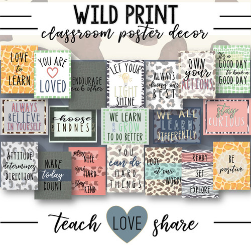Classroom Posters Decor | Wild Print Set | teachloveshare
