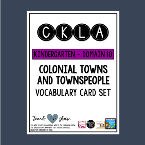 CKLA KG DOMAIN 10 COLONIAL TOWNS AND TOWNSPEOPLE VOCABULARY CARDS ...
