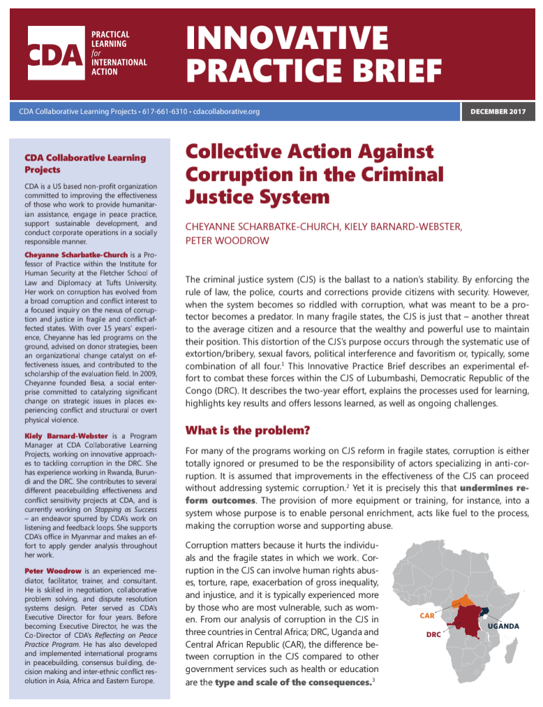 Collective Action Against Corruption in the Criminal Justice System | CJL