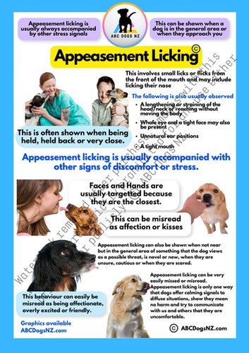 ABC Dogs NZ. Appeasement licking. Dog training graphic | ABC Dogs NZ