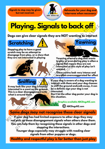 ABC Dogs NZ. Playing. Signals to back off. Dog training graphic | ABC ...
