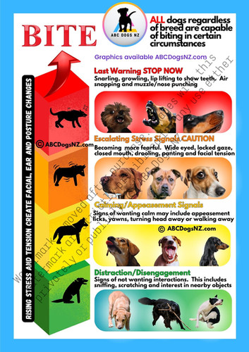 ABC Dogs NZ. Bite. Dog training graphic | ABC Dogs NZ