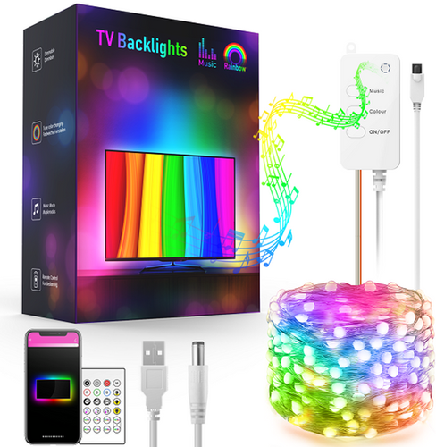 TV BackLight 30 lamp Smart BLE RGBIC Addressable LED String - USB Power ...