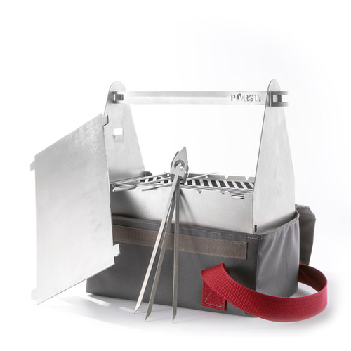 PORSTI Grill Bundle – Komplettset mit Spießen Tasche und Plancha Platte