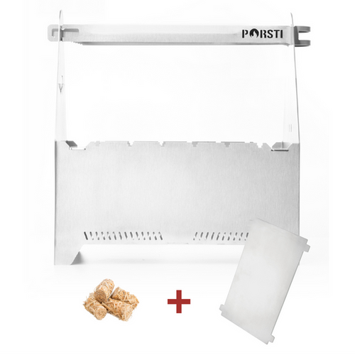 PORSTI Grill Bundle mit Plancha Platte und Bio Grillanzünder