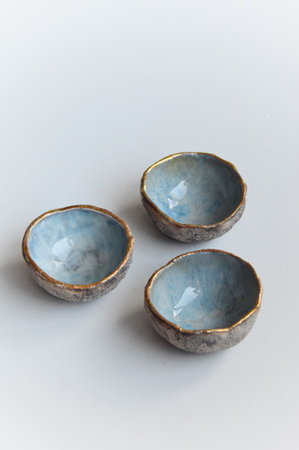 Set of light blue Trinkets with gold rim | Emmahiles