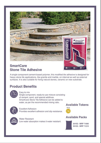 Asian Paints SmartCare Stone Tile Adhesive 20Kg | Rama Hardware