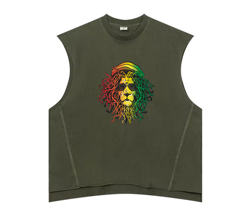 Arasta Lion Army Green Vest | ArastaManThing