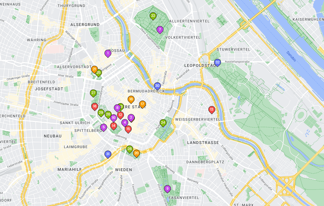 Mappa interattiva di Vienna