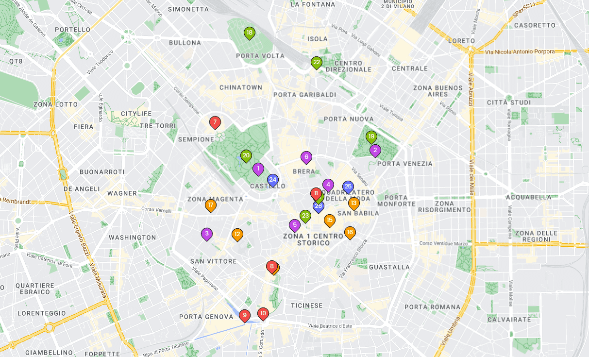 Interactive map of Milan