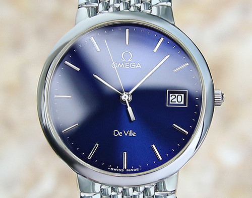 Omega DeVille Men Stainless Steel Quartz Luxury Swiss Watch