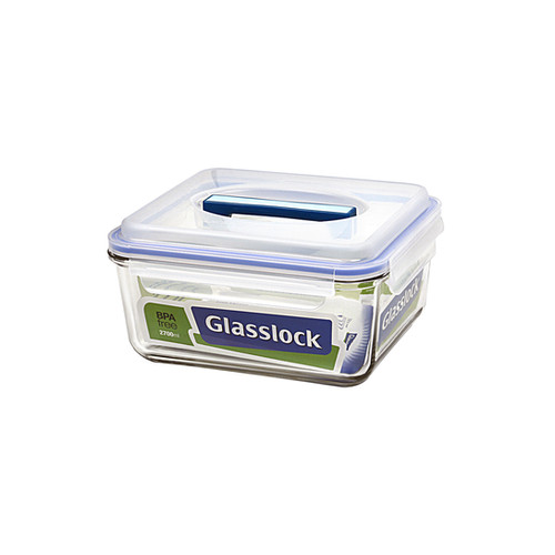 GLASSLOCK Classic Tempered Glass HANDLED Lid 2700ml Rectangle Deep ...
