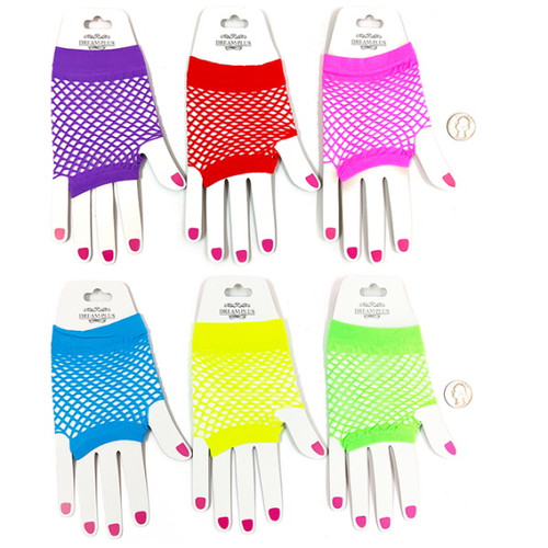 NEON/BRIGHT COLOR FISHNET FINGERLESS GLOVES | FLASHBACK AND FREEDO