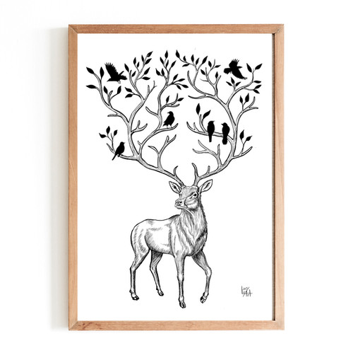 Stag with tree antlers | Lucy Lu Art