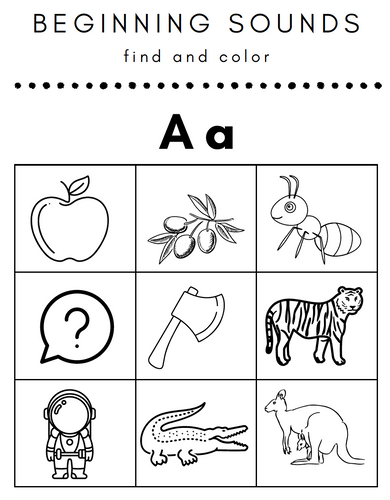 Beginning Sounds - Find and Color | Teacher to Boy Mom