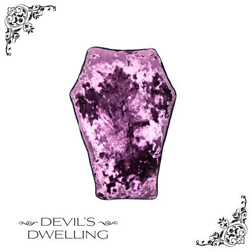 Purple Crushed Velvet Coffin Cushion | Devil's Dwelling