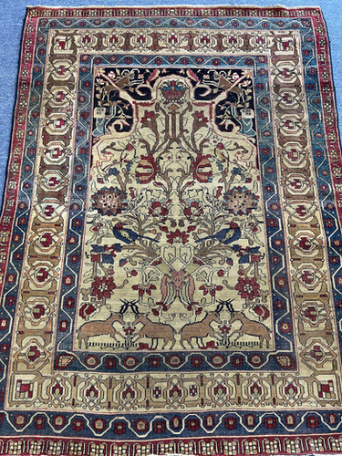 Antique Kerman Tree of Life, 4'2" x 6' Wool Antique Tree of Life Rug ...