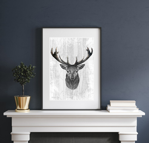 Stag - Hart of Gold | Illustrated Print | rhiannesian