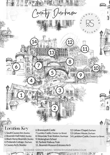 County Durham | Digital Illustrated Map | rhiannesian