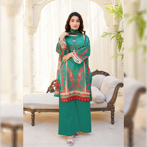 Kayseria By Jaffrani Textile - Farn Green | ChicDesigns