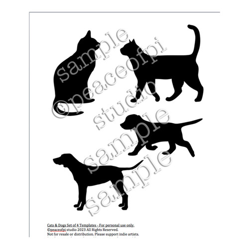 Cats and Dogs Tracing Templates Set of 4 Instant Download PDF | Jo Morphett