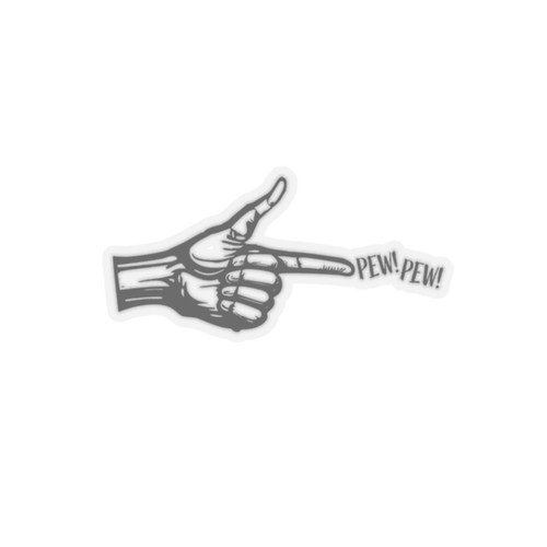 Pew. Pew. Finger Gun Funny Meme Kiss-Cut Stickers | Joe Ugly Apparel