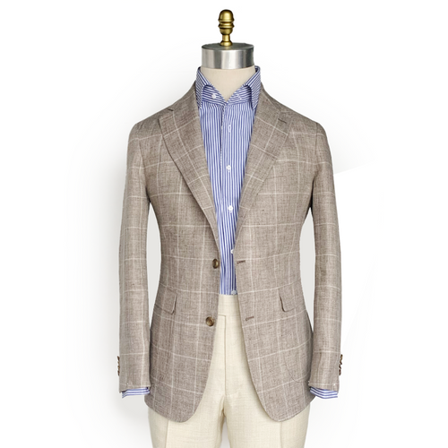RIVIERA NATURAL WINDOWPANE UNSTRUCTURED BLAZER | The TBCo. Classics